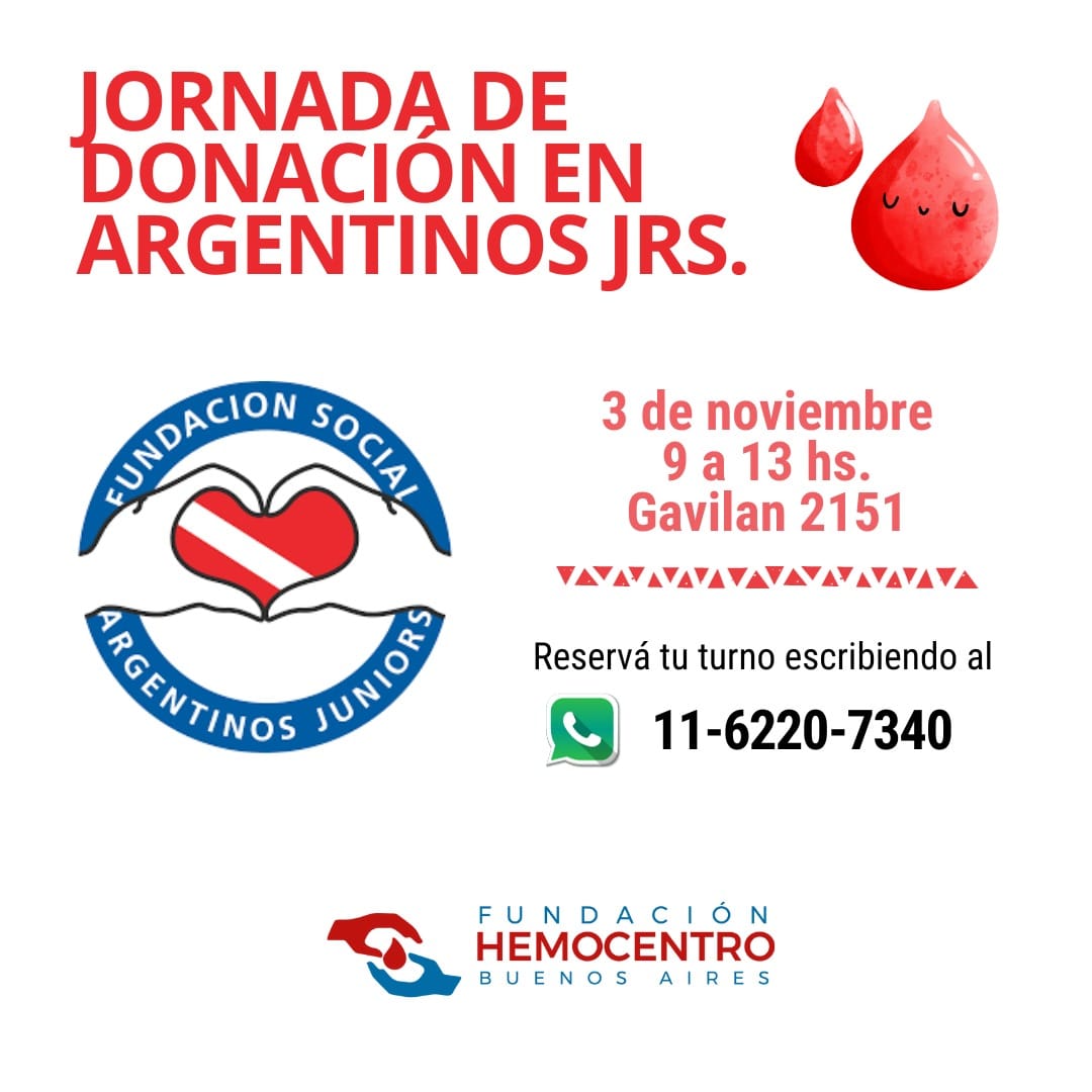 Donar sangre salva vidas – Fundación Social Argentinos Juniors